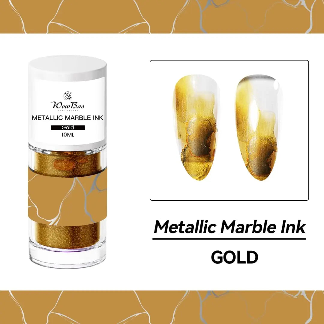 Gold Ink - Stunning Metallic Marble Effect – WowBao Nails